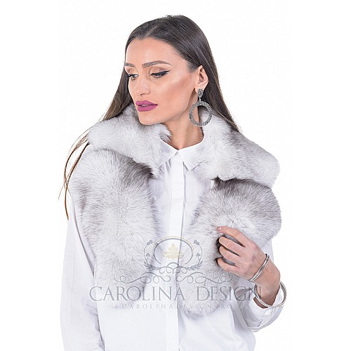 Guler de blana naturala de vulpe polara